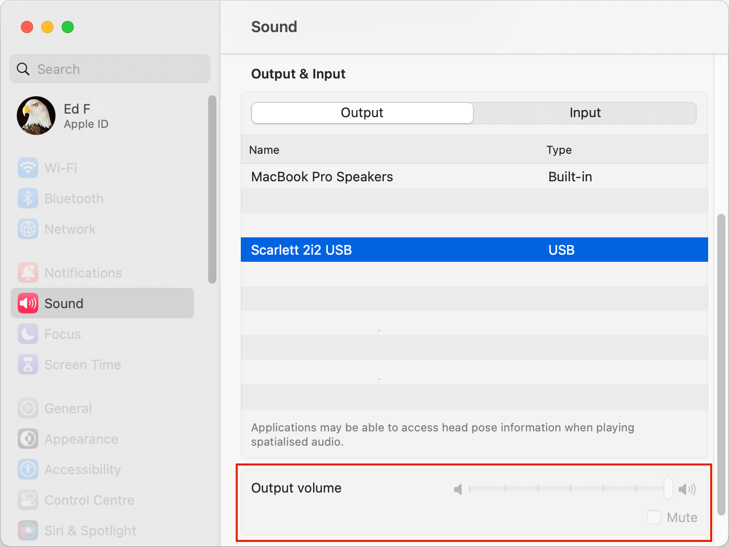 Adjusting the Output volume using my keyboard on macOS – Focusrite
