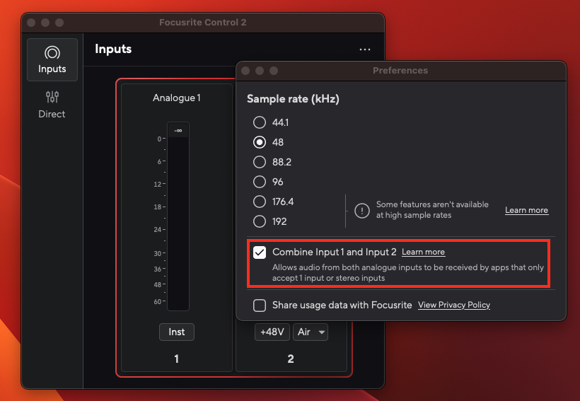 Scarlett Solo 4th Gen one or two input app compatibility – Focusrite