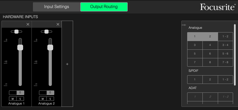 Direct Monitoring inputs using Custom Mixes in Focusrite Control ...