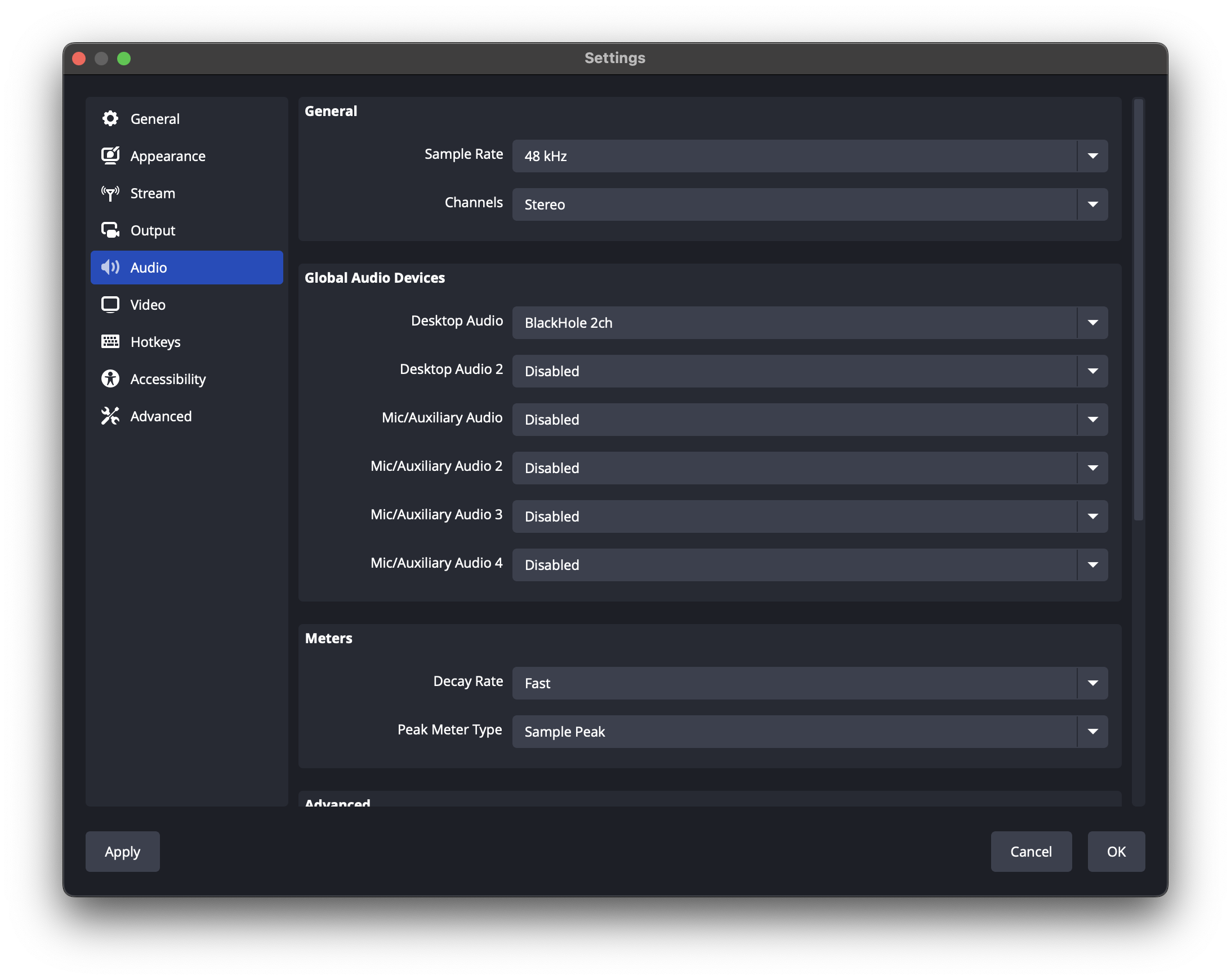 All of my interface's inputs are summed together in OBS on macOS – Focusrite