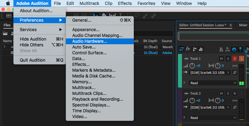 Recording in Adobe Audition for Mac – Focusrite