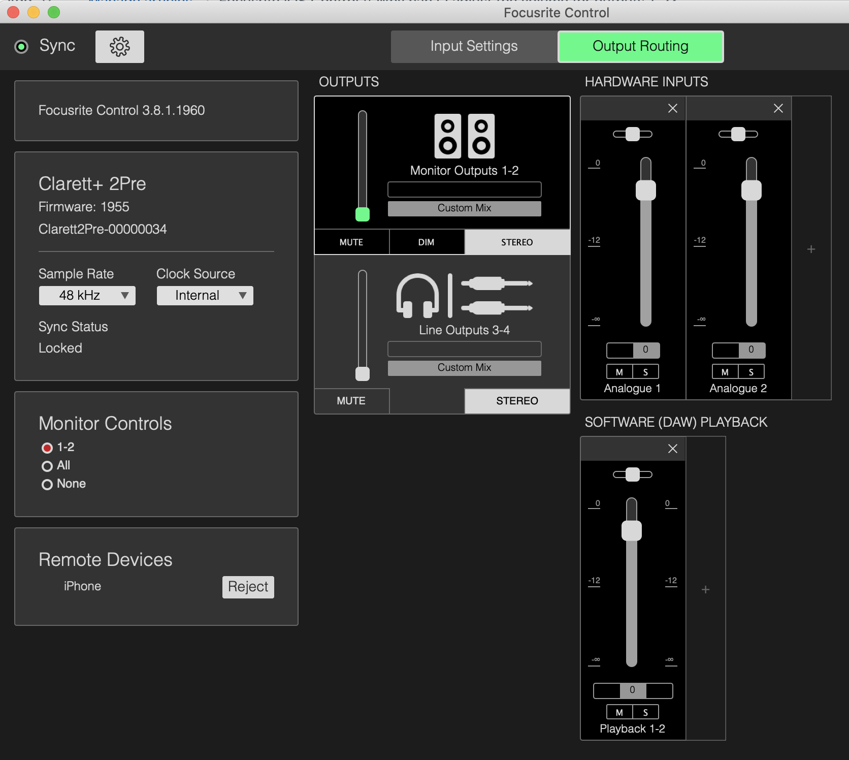 Focusrite iOS Control can't adjust the volume for outputs 1-2 – Focusrite